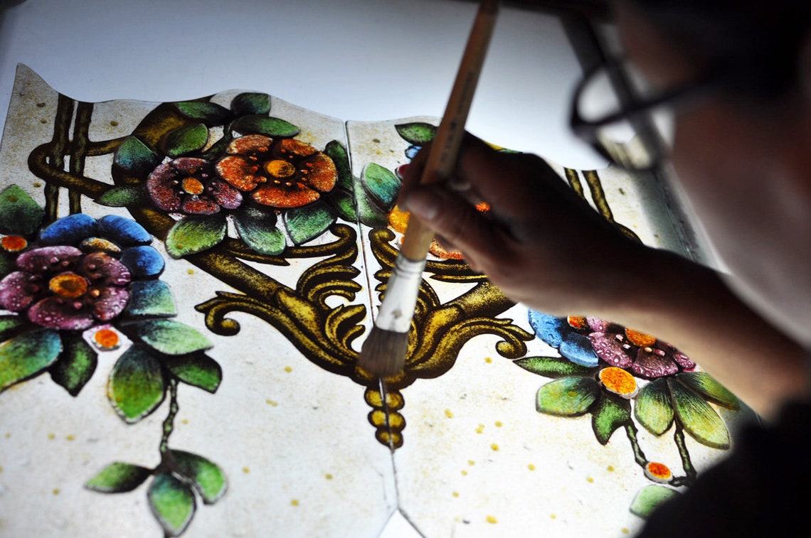 Stained Glass Window Panel Baroque Style Stained Glass - Etsy