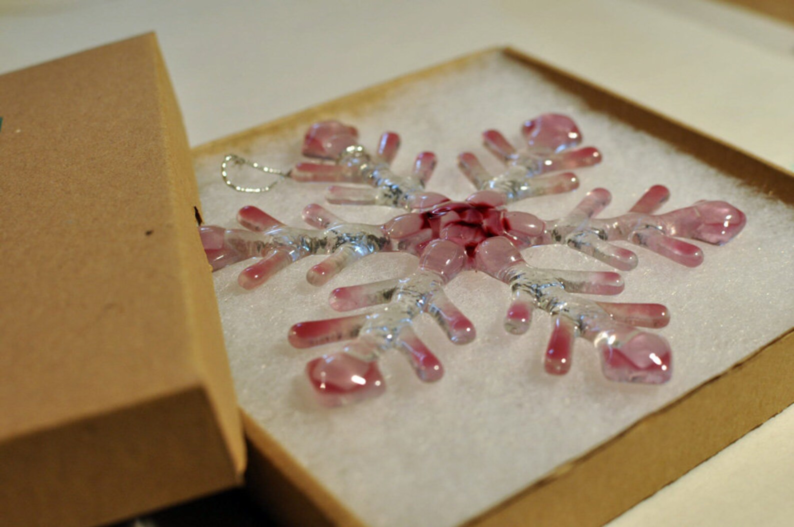 Pink Snowflake , Christmas Decoration, Fused G Lass ,art Glass , Window ...