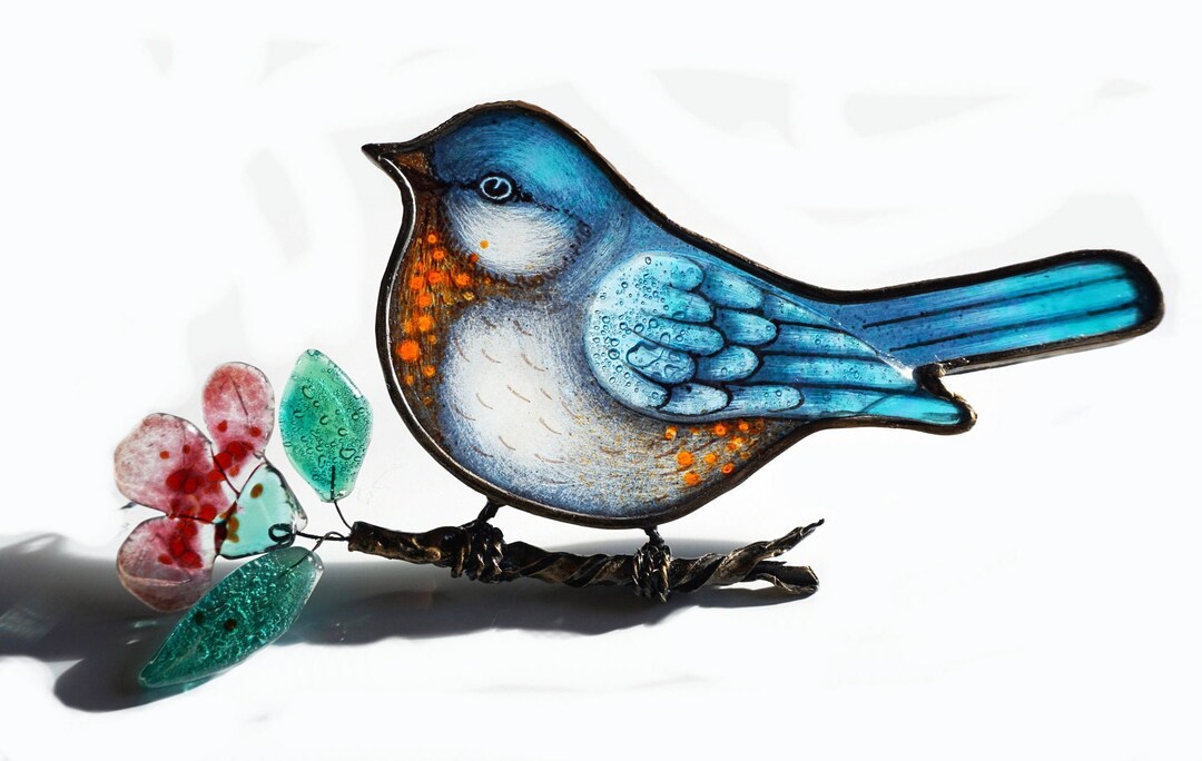 Stained Glass, Suncatcher Blue Bird, Window Hangings Birds ,stained ...