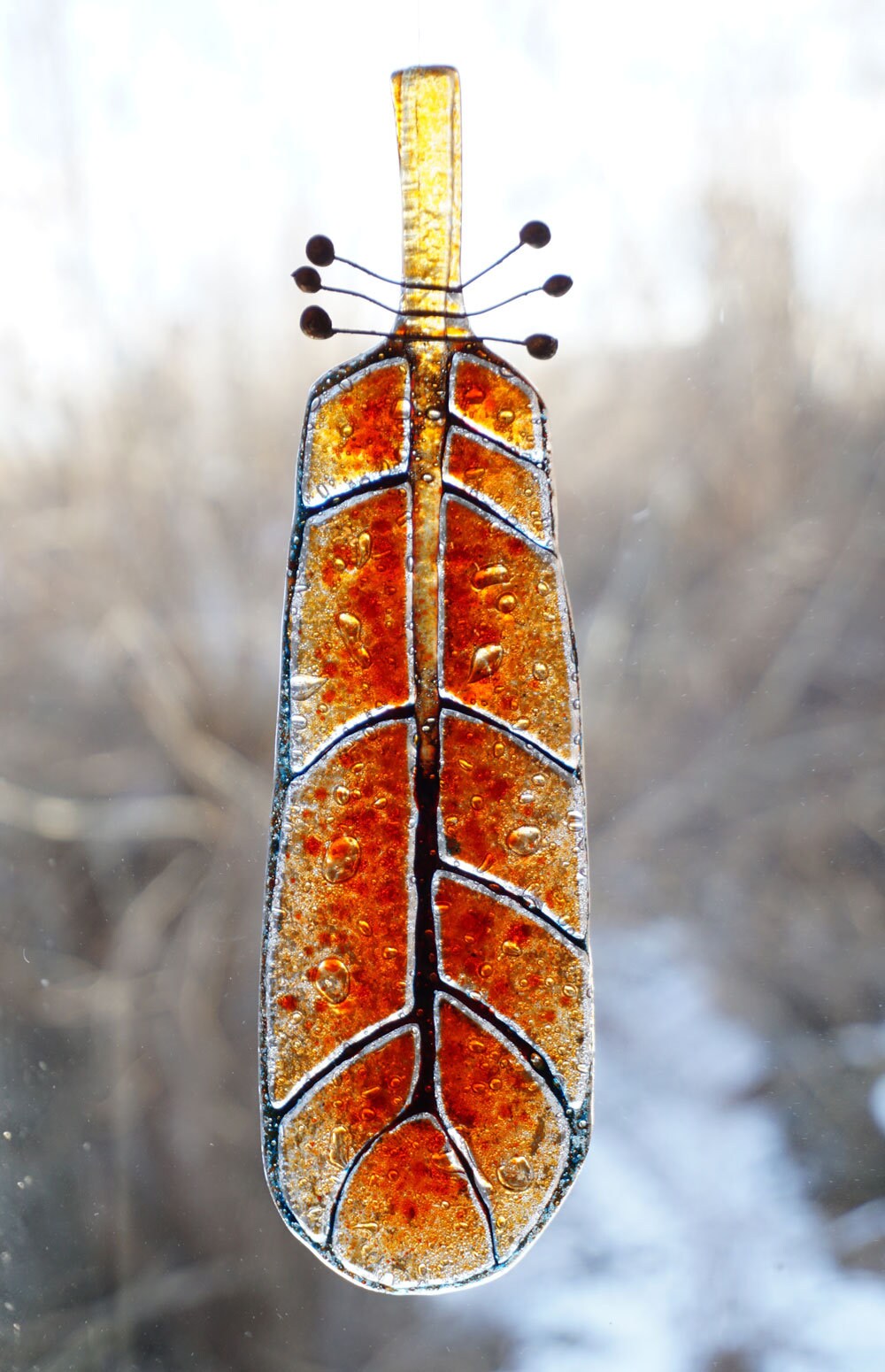 Feather Suncatcher fused Glass Stained Glass gift | Etsy