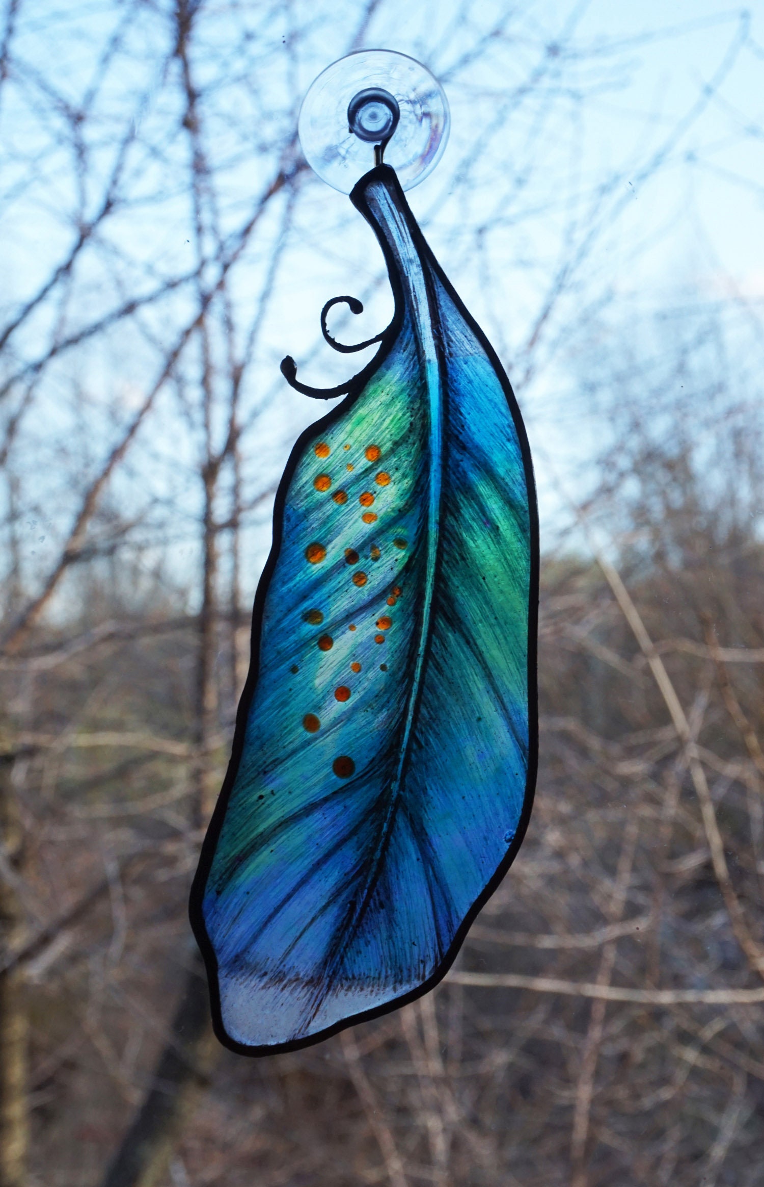 Stained Glass Feather Suncatcher ,fused Glass,gift - Etsy