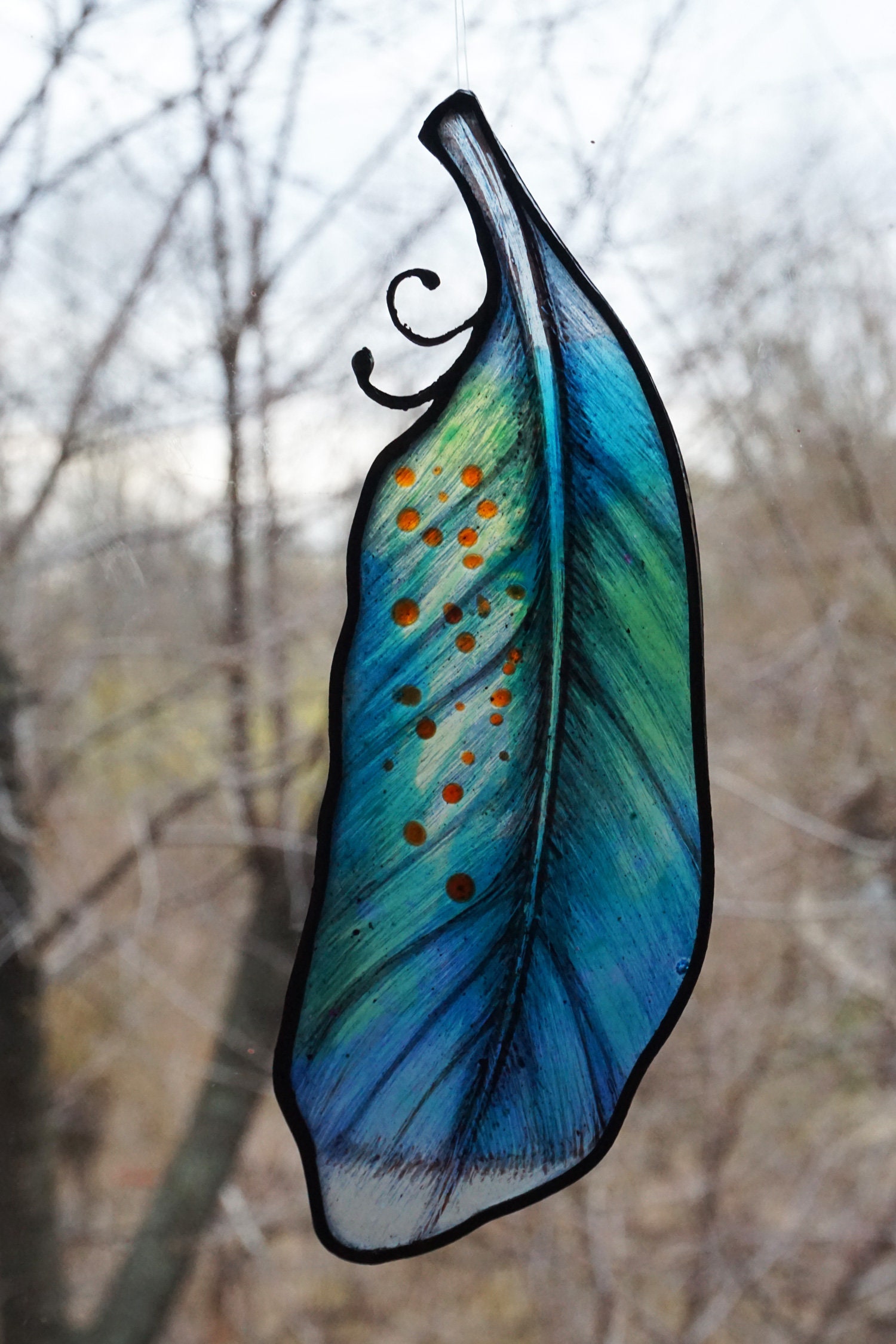 Stained Glass Feather Suncatcher ,fused Glass,gift - Etsy