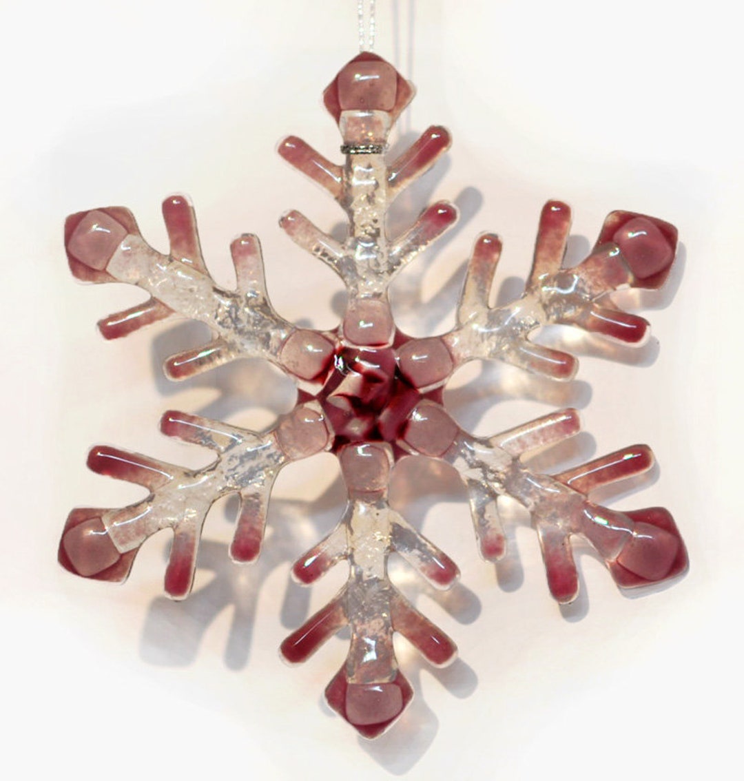 Pink Snowflake , Christmas Decoration, Fused G Lass ,art Glass , Window ...