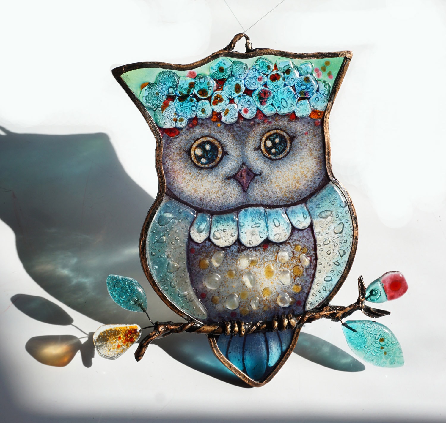 Owl Stained Glass Window Hangings Bird Stained Glass - Etsy