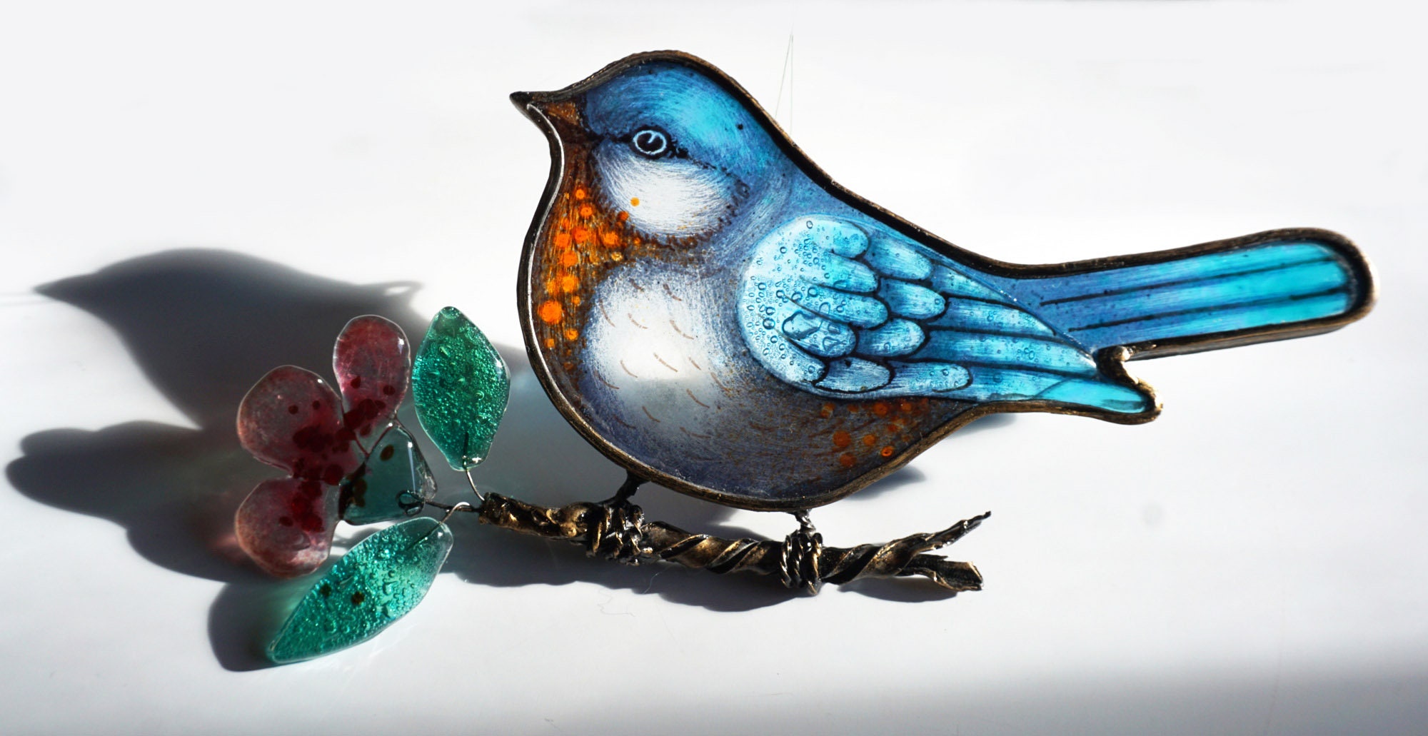 Stained Glass Suncatcher Blue Bird Window Hangings Birds | Etsy