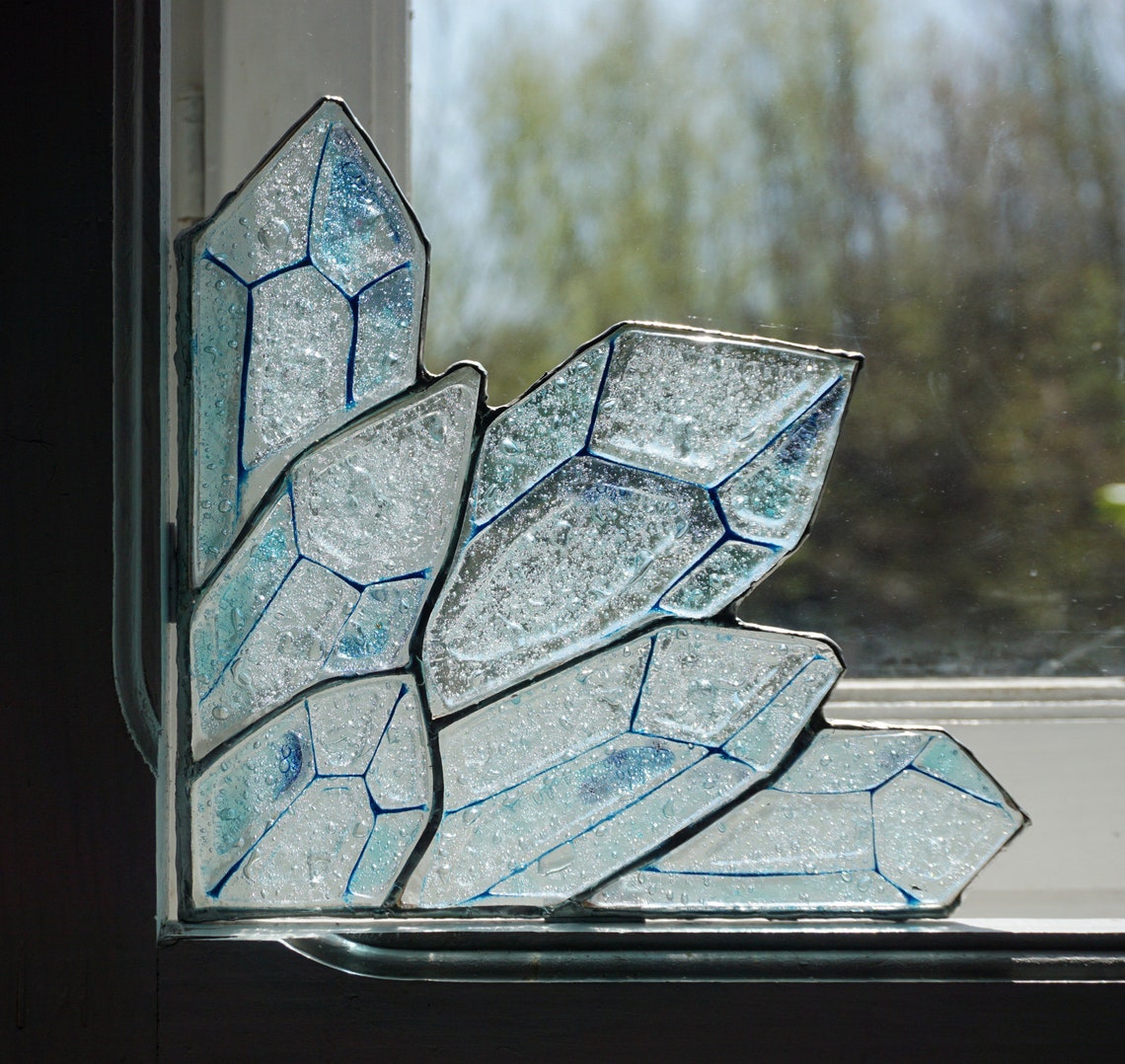 Stained Glass Crystal Corner Crystal Cluster Window | Etsy