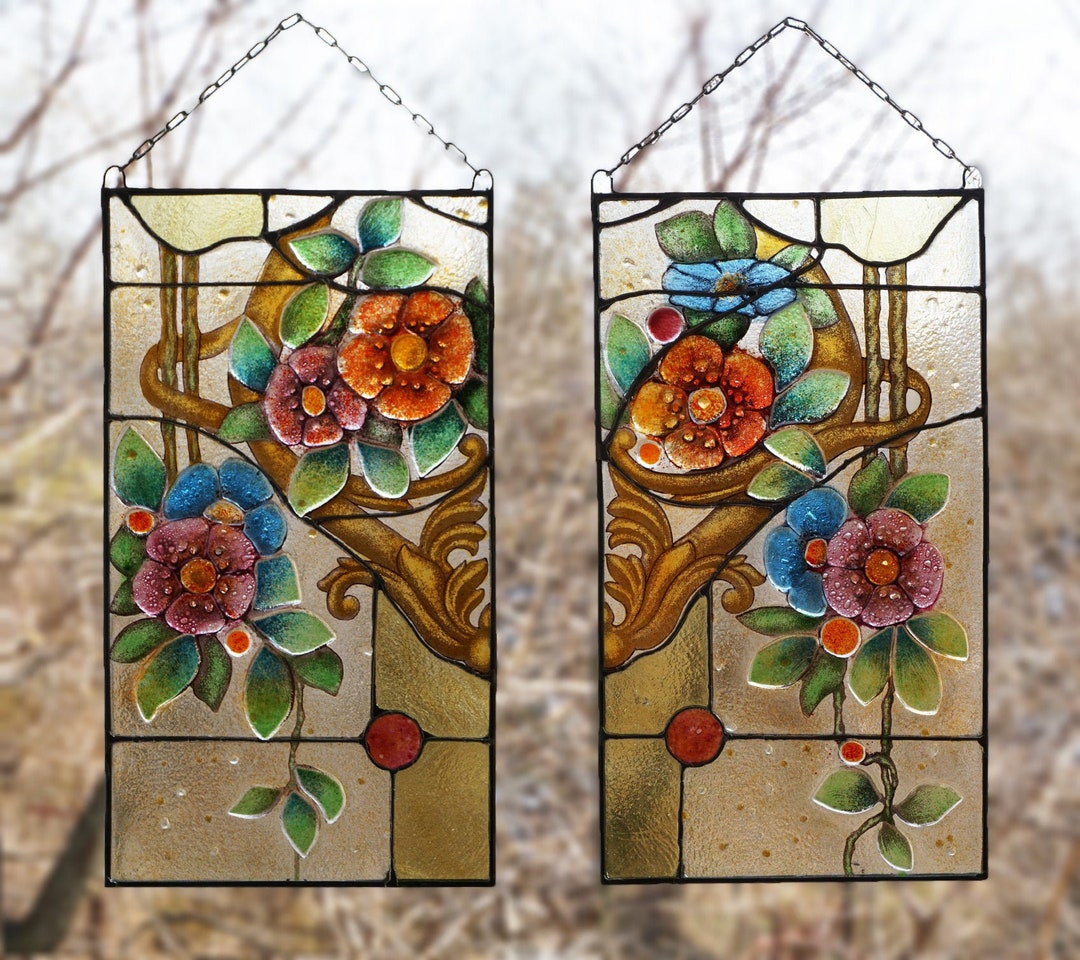Stained Glass Window Panel Baroque Style Stained Glass - Etsy