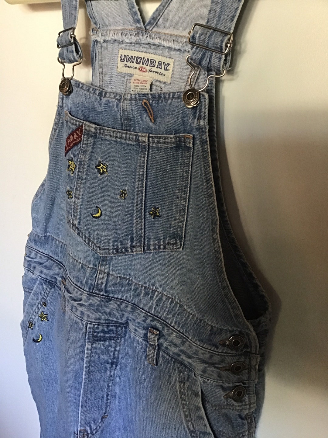 Overalls Union Bay Blue Denim, Moon Stars Embroidery, 7 Pockets Work ...