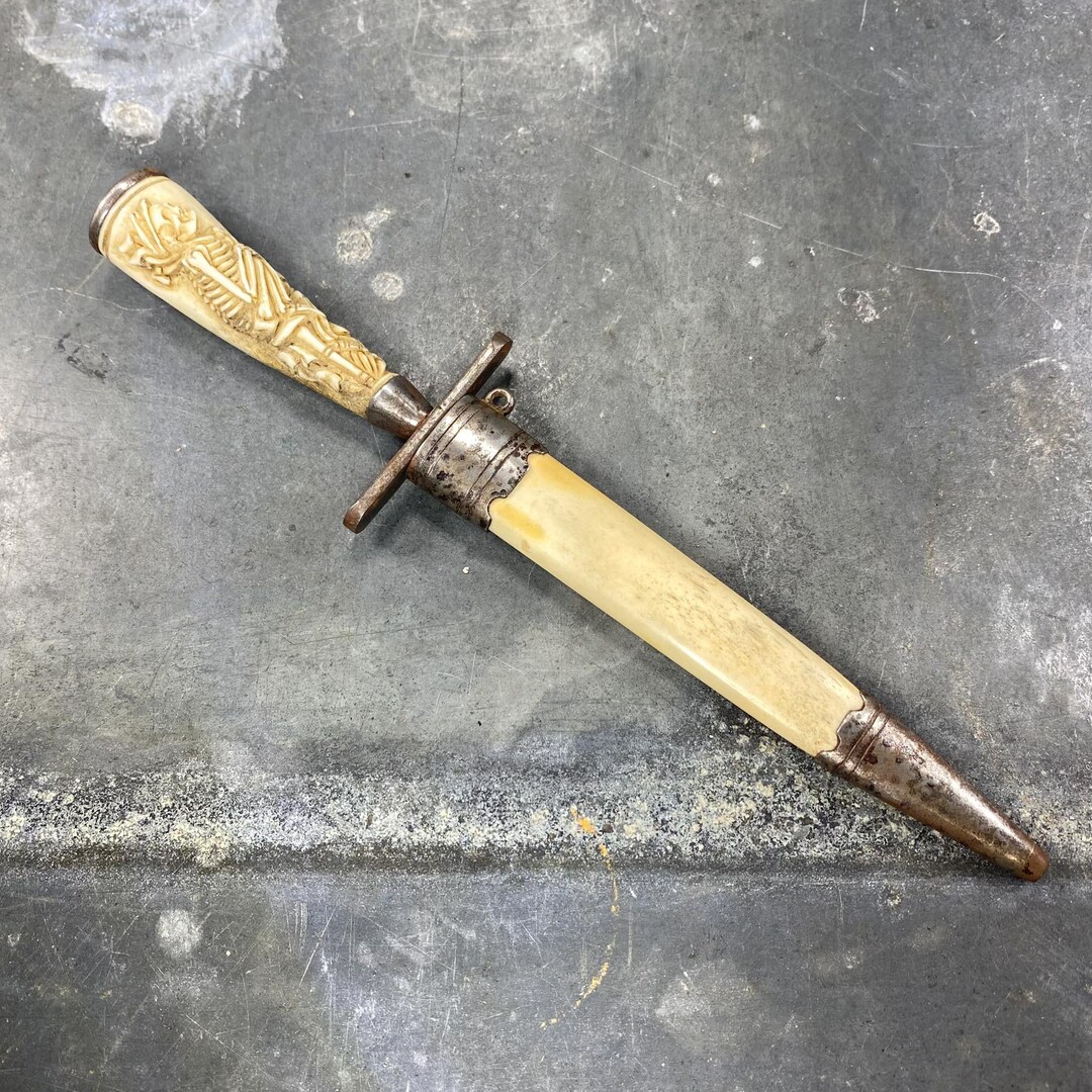 Ceremonial Ritual Dagger or Athame With Bone Handle and Scabbard ...