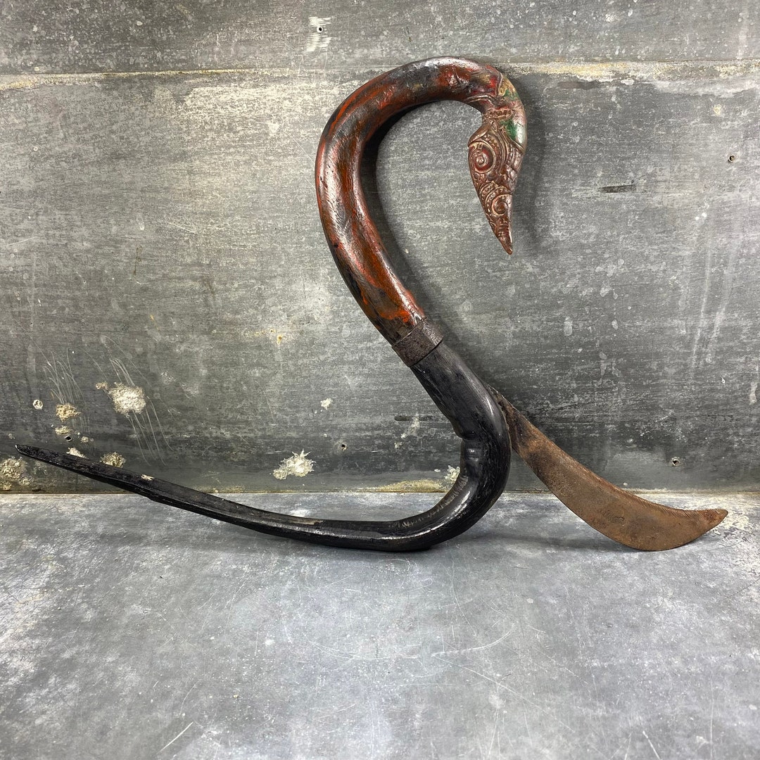 Carved Wooden Rice Sickle, Naga Mythological Snake, Khmer Art, Asian ...