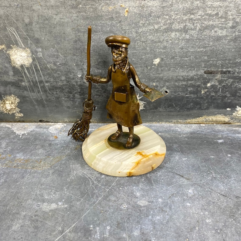 Bronze of a Monkey Disguised as a Servant With Broom and Shovel on ...