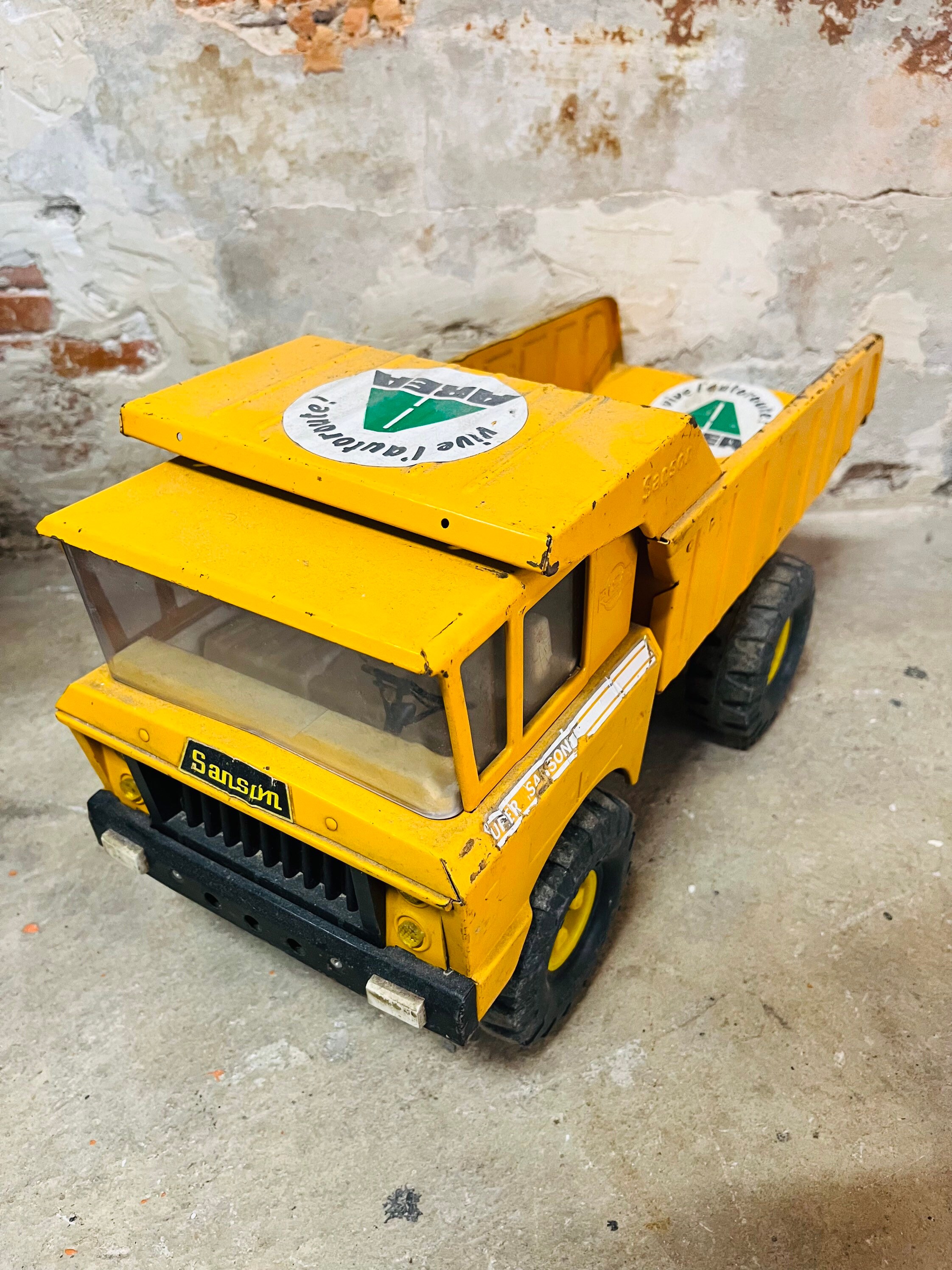 Vintage, Old Iron Toy. Tipper Truck SANSON Backhoe Loader. Fully ...