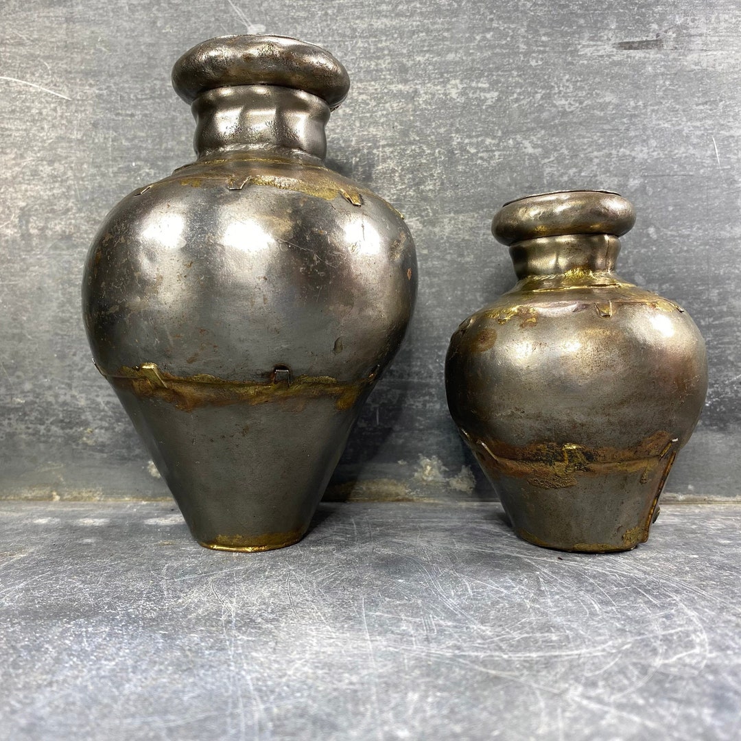 Set of Two Artisanal Zinc Spice Gourds, India, 20th Century - Etsy