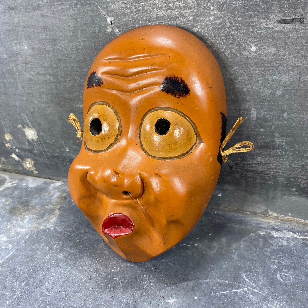 Noh-kyogen or Kagura Theater Mask, Usobuki Character the Idiot, Japan ...