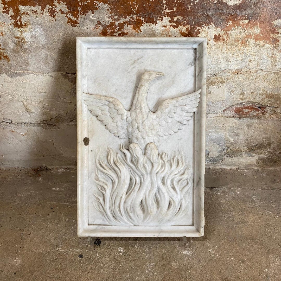 Marble Tabernacle Door With Flaming Phoenix, Liturgical Art, 18th ...