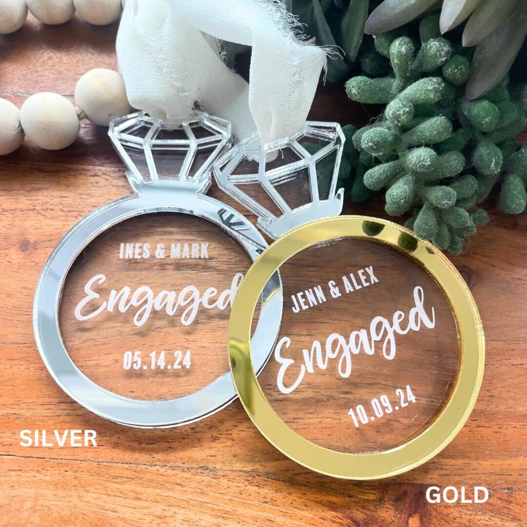 Personalized Engagement Ornament, Gold & Silver Ring Ornament, Newly ...