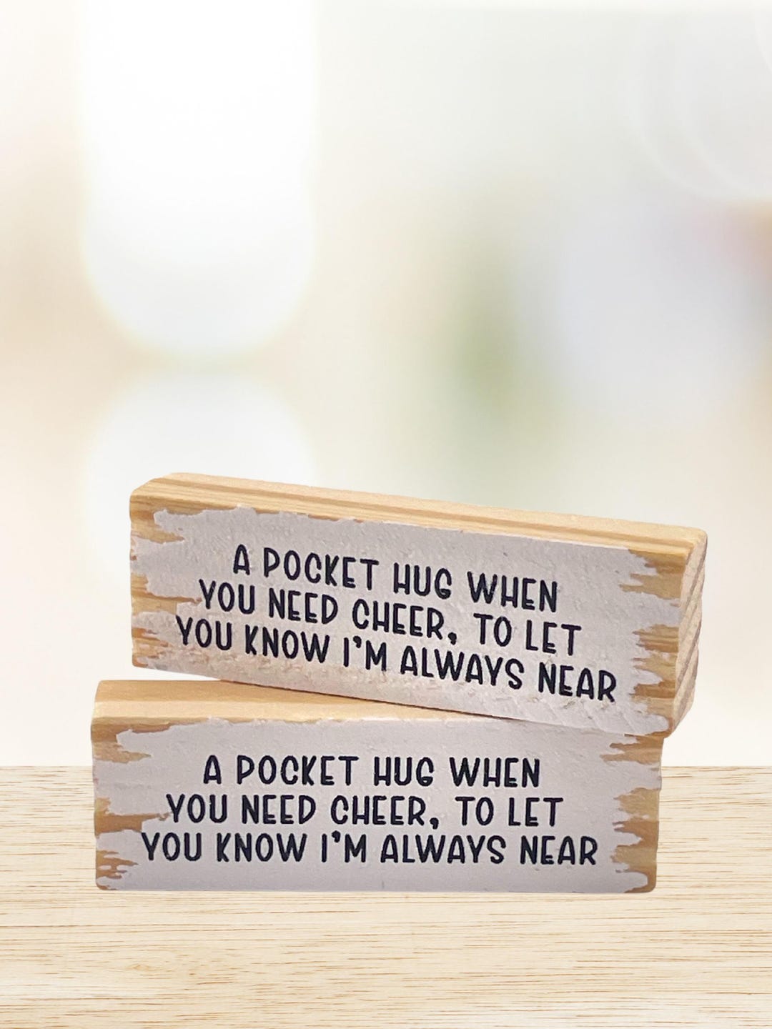 Personalized Wooden Pocket Hug - Custom Message Option - Thoughtful ...