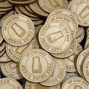 Personalized Wooden Tokens, Engraved Custom Laser Cut Tokens 1.6" - Etsy