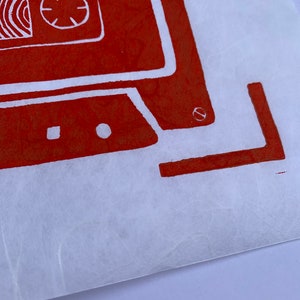 Block Print - Cassette Tape | Linoleum Block Print, Linocut, Linocut ...