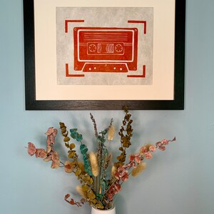 Block Print - Cassette Tape | Linoleum Block Print, Linocut, Linocut ...
