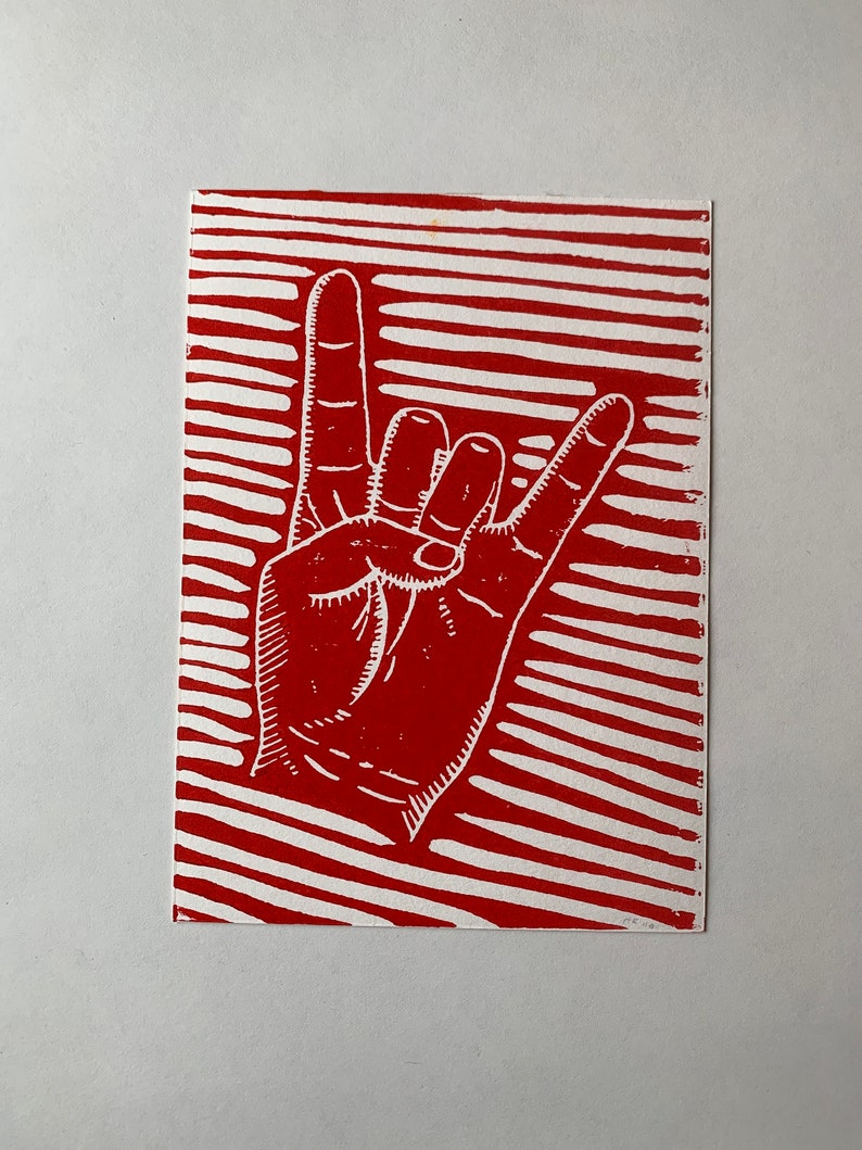 Block Prints Love & Rock N Roll Misprint Print Set Linoleum Block Print ...