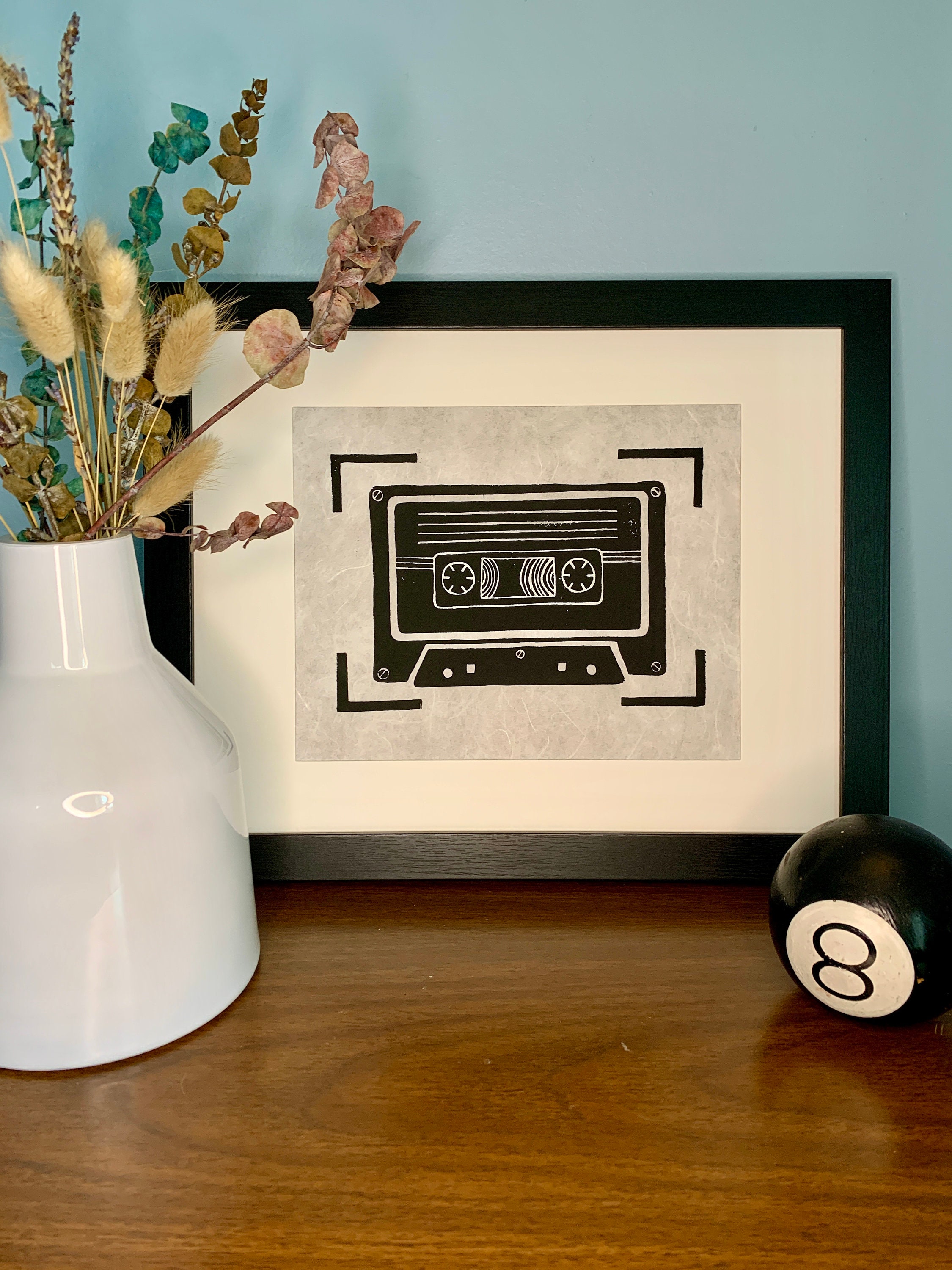 Block Print - Cassette Tape | Linoleum Block Print, Linocut, Linocut ...