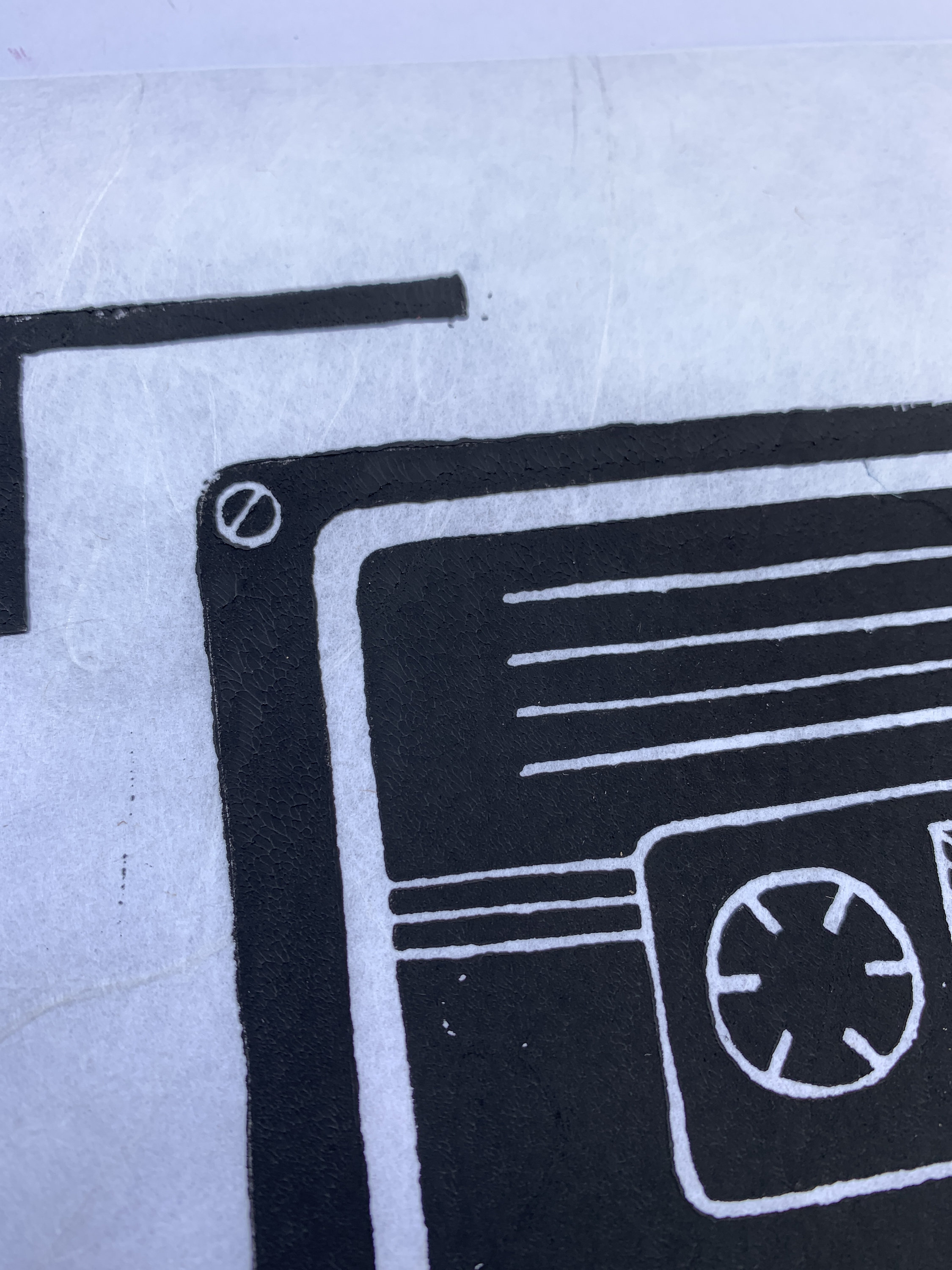 Block Print Cassette Tape Linoleum Block Print Linocut - Etsy