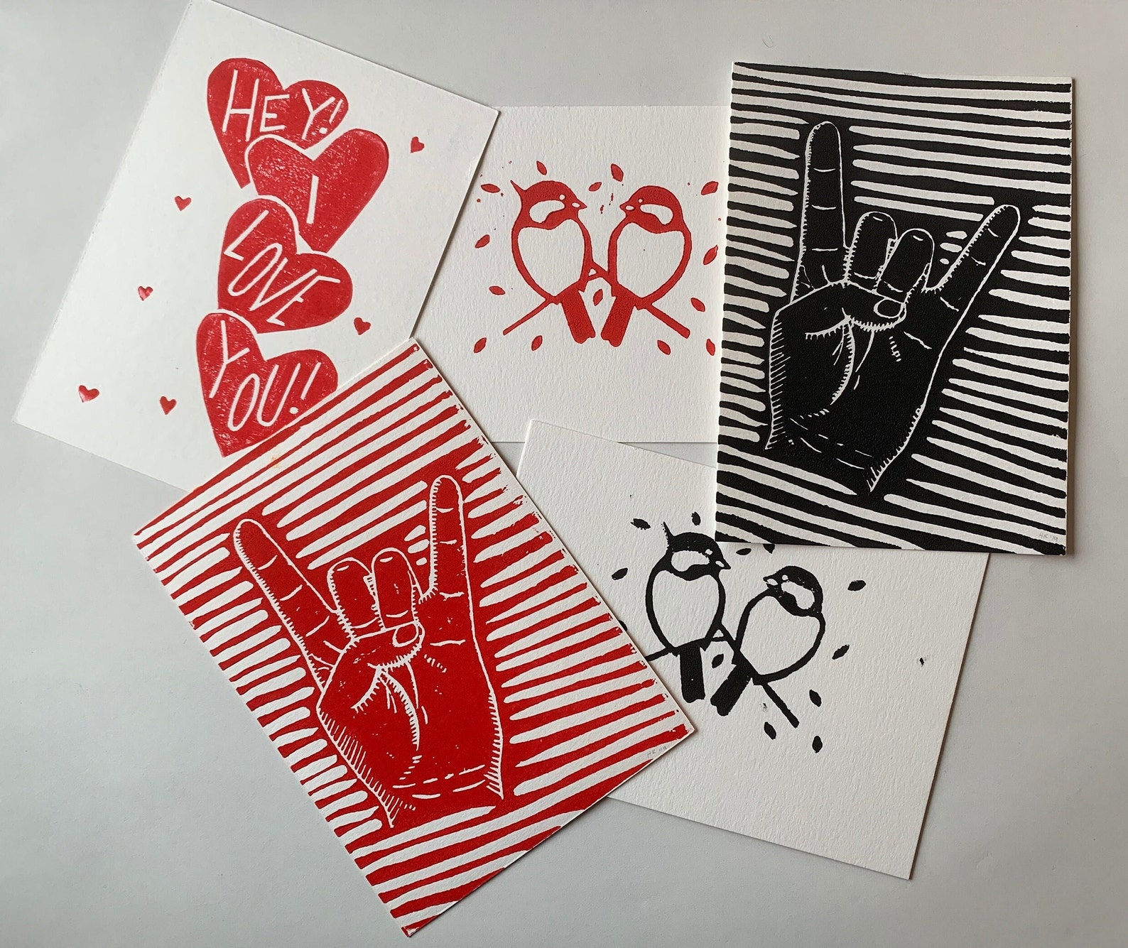 Block Prints Love & Rock N Roll Misprint Print Set Linoleum Block Print ...