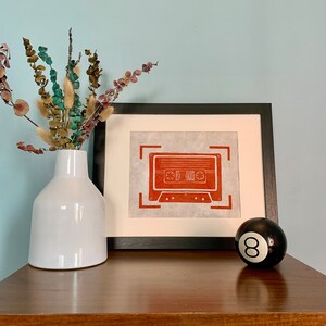 Block Print - Cassette Tape | Linoleum Block Print, Linocut, Linocut ...