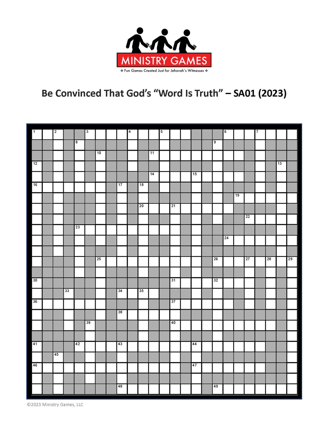 Ministry Game Crossword - SA01 - Be Convinced That God’s “word is Truth ...