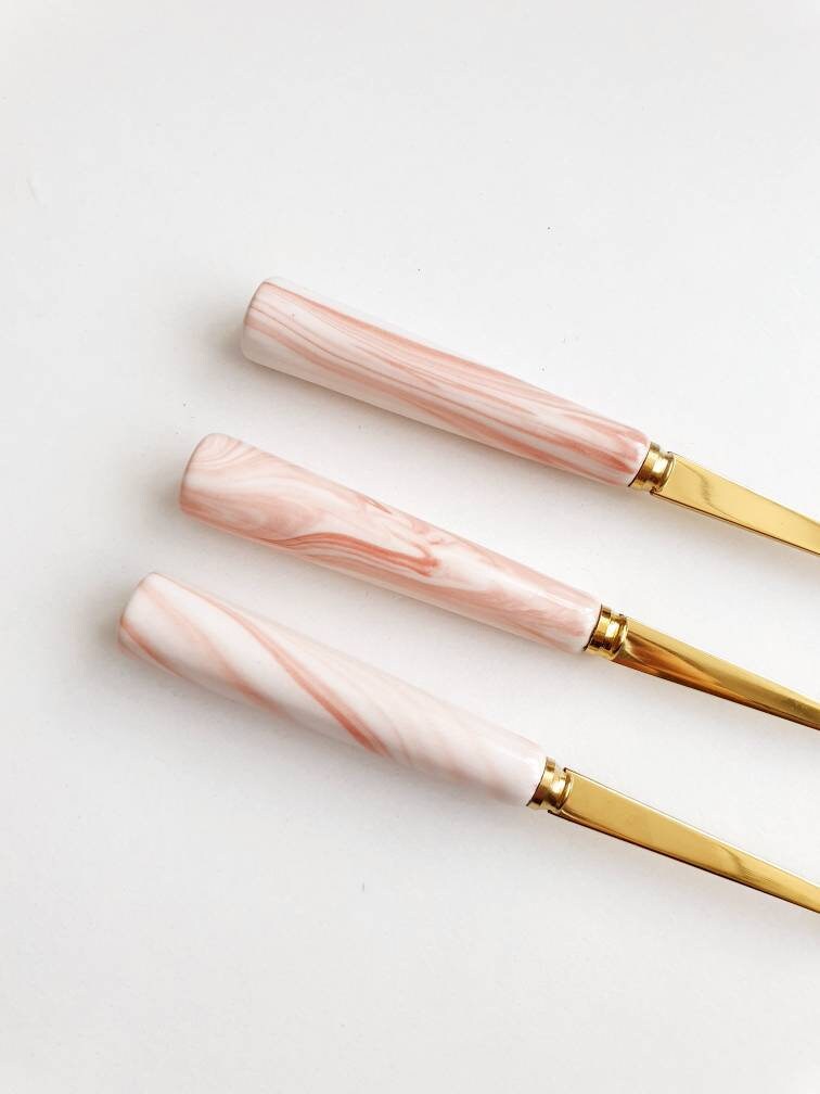 Ceramic Handled Pink Marble Teaspoons Spoons Shabby Chic - Etsy UK