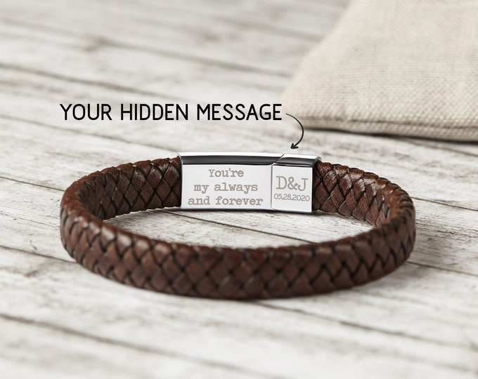 Men's Italian Leather Single Braid Bracelet - Etsy