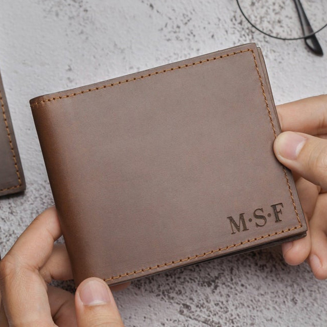 Monogramed Wallet For Men Wallet For Dad From Kid Mens | Etsy