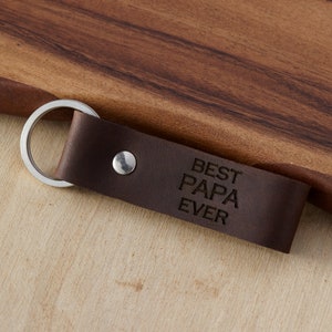Best Dad Ever Keychain, Personalized Birthday Leather Gift for Husband ...