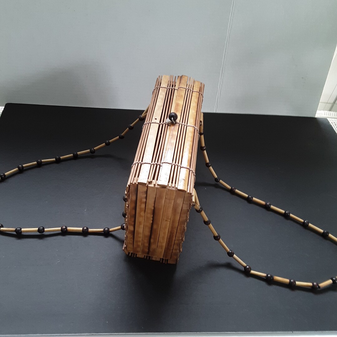 Vintage Bamboo Handbag Purse Tropical Boho Style Woven Beaded - Etsy