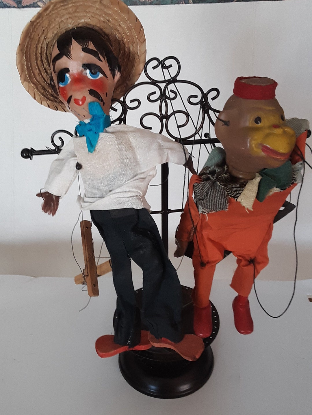 Two Vintage Marionettes / String Puppets --- Folk Art -- Mexican Fellow ...