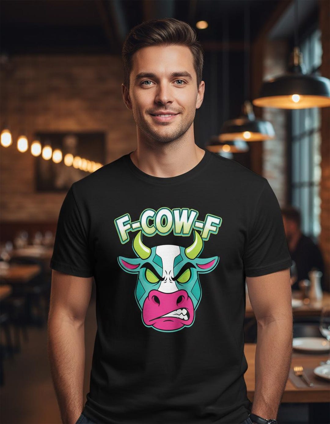 F-cow-f Cartoon Angry Cow T-shirt | Funny Cow Face Tee - Etsy