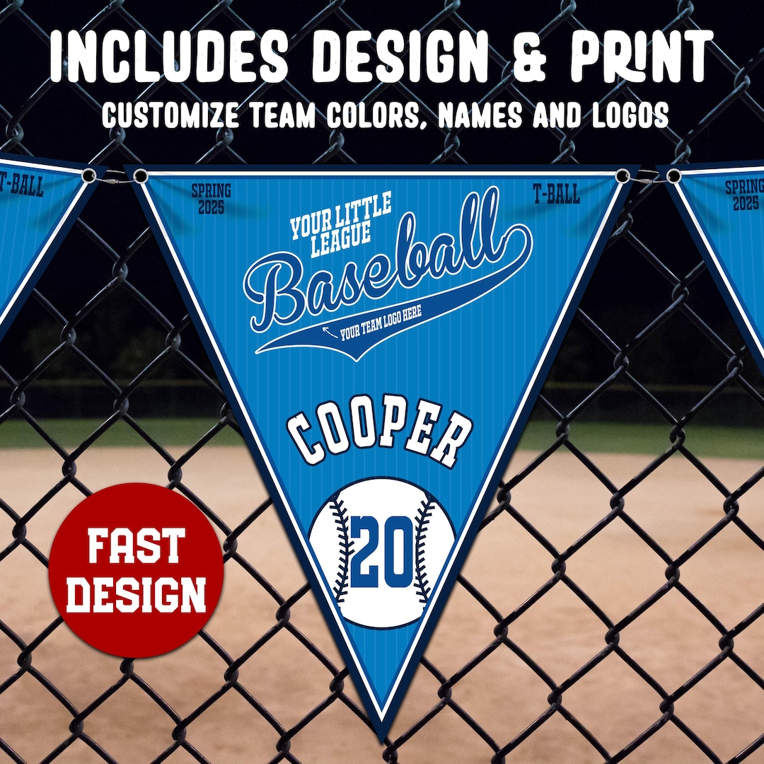 Custom Baseball Pennant Banner - Vintage Triangle Design- Completely ...