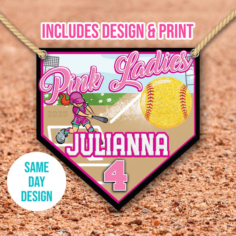 Completely Custom Printed Softball Home Plate Pennant Banner - Pink ...