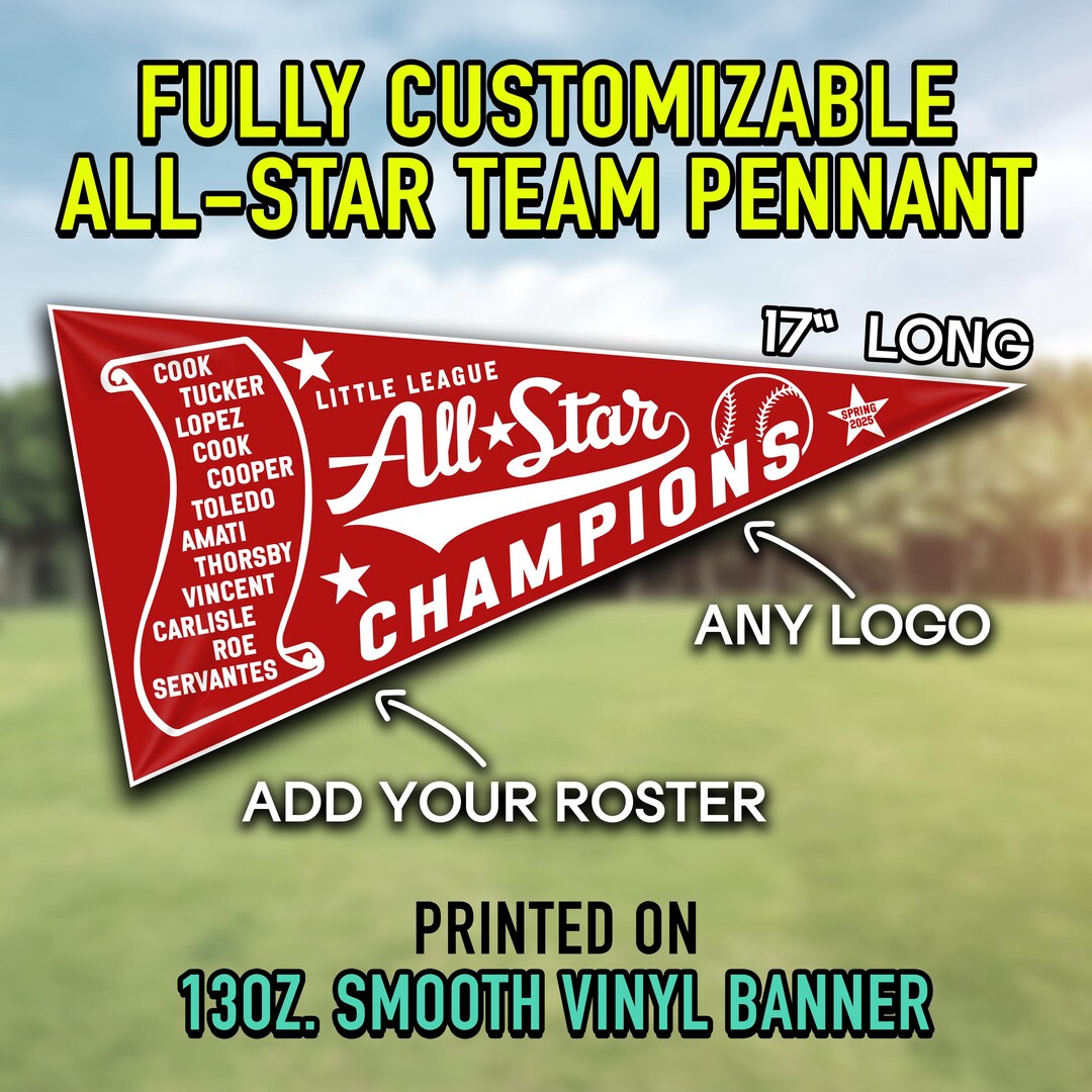 Custom ALL-STARS Pennant Banner With Roster - Vintage Triangle Design ...
