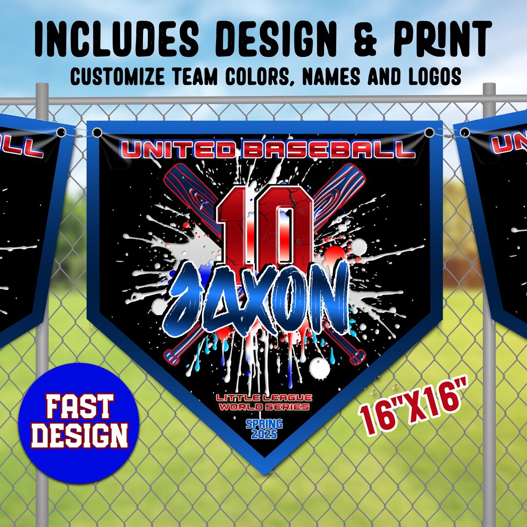 Custom DRIP PAINT SPLATTER Baseball Home Plate Pennant Vinyl Banner ...