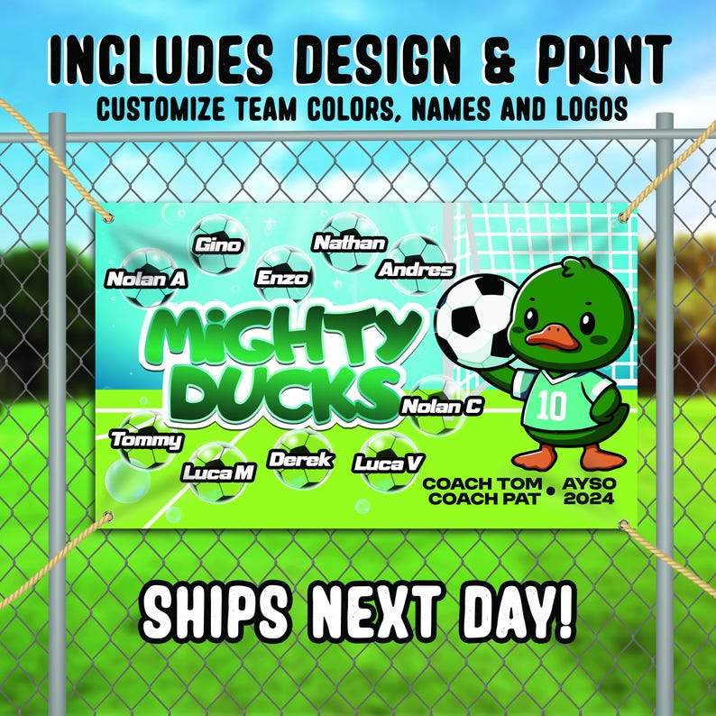Soccer Team Banner - Completely Customizable - Includes Design & Print ...