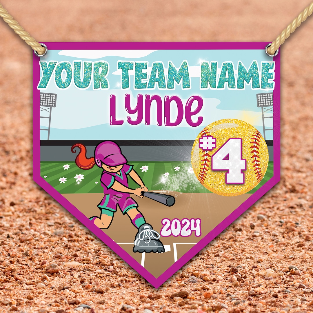Custom Softball Home Plate Pennant Banner Glitter Design - Etsy