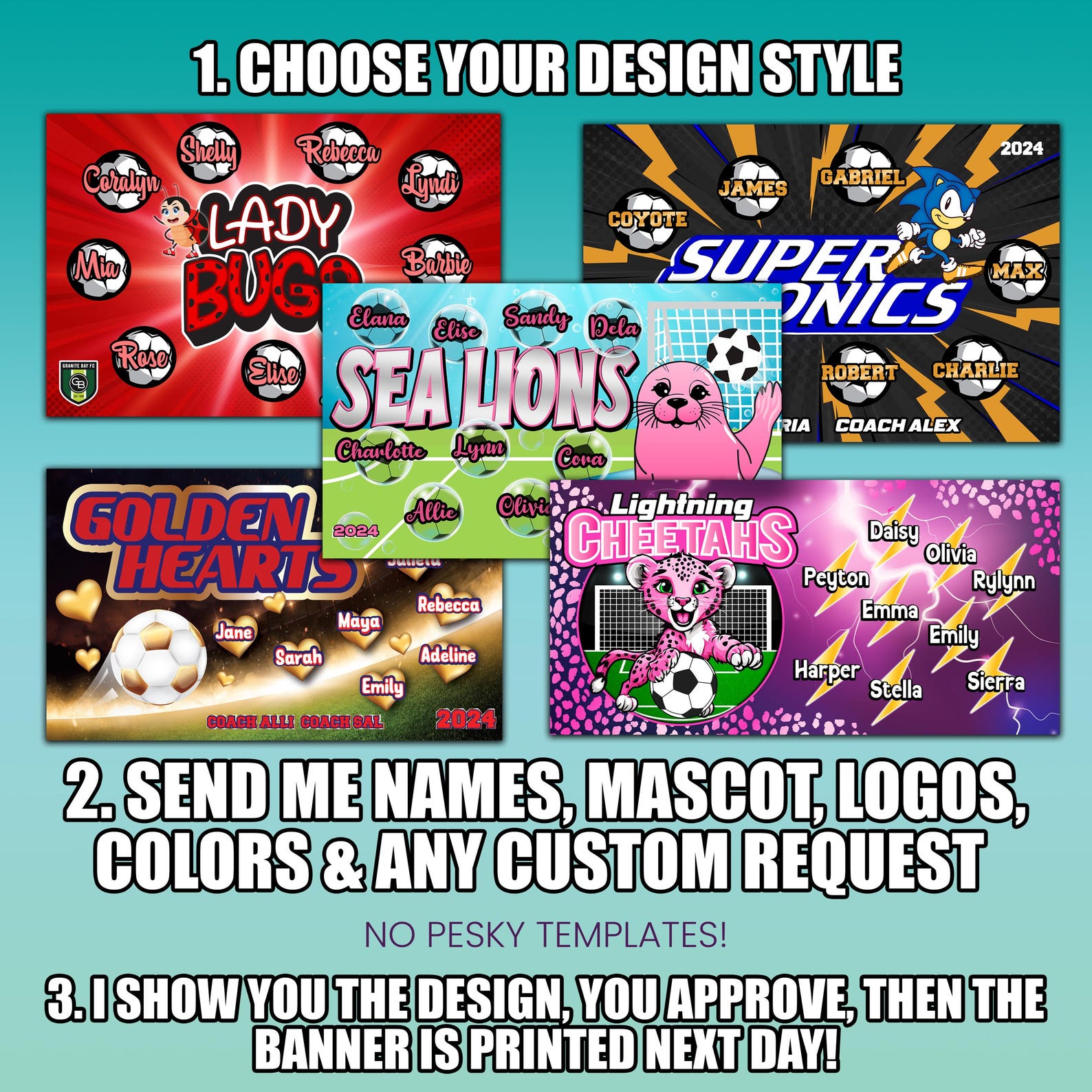 Soccer Team Banner - Completely Customizable - Includes Design & Print ...