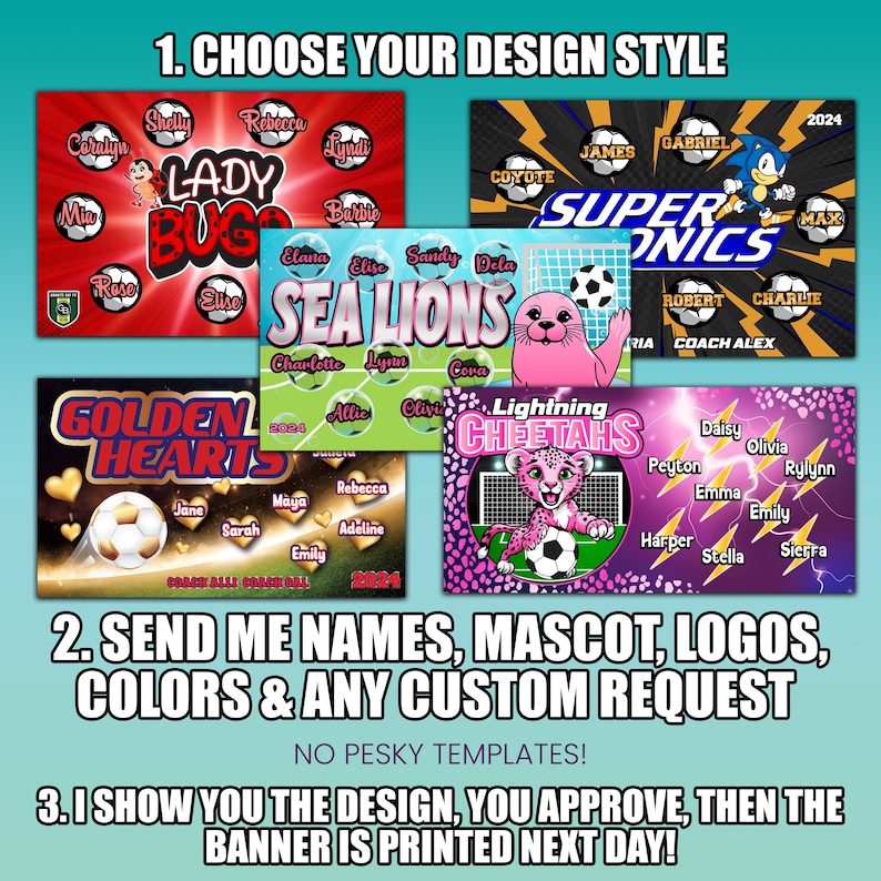 Soccer Team Banner - Completely Customizable - Includes Design & Print ...