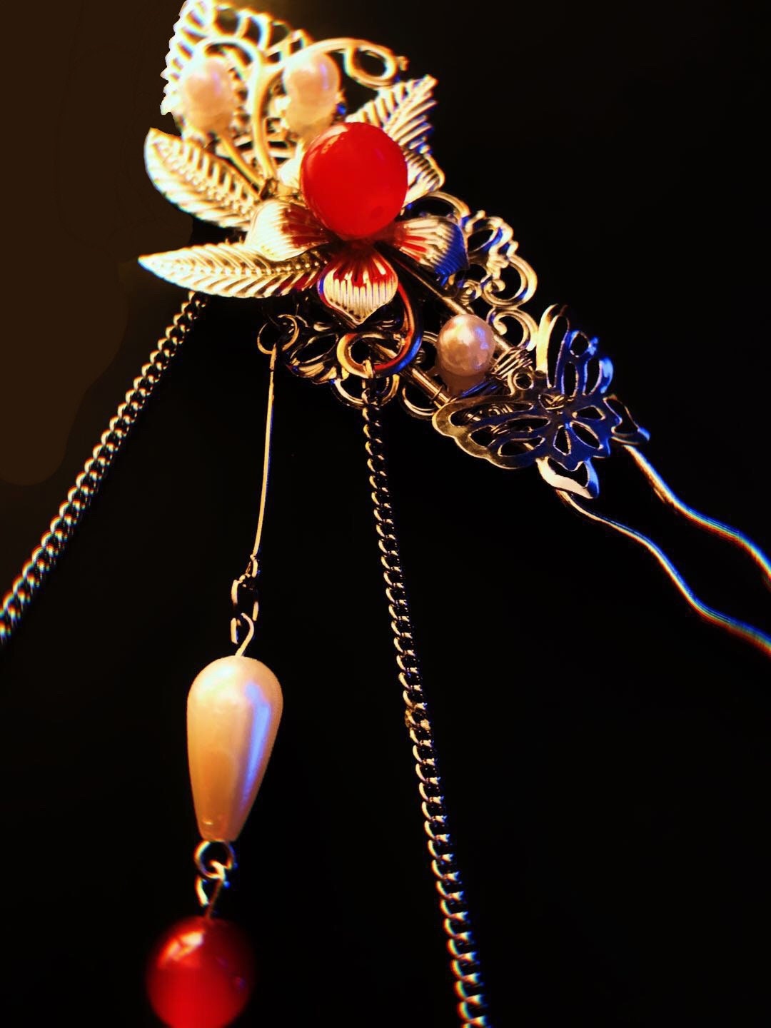 Chinese Gold Hair Stick/hair Pin With Flower Detail,gold Hair ...