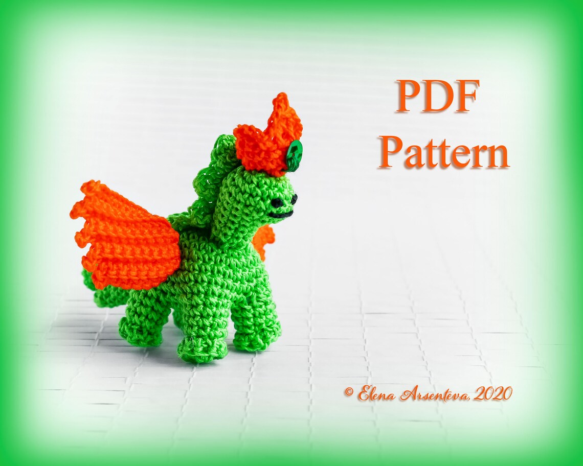 Pdf Pattern. Crochet Mini Dragon With a Crown. Amigurumi Small | Etsy