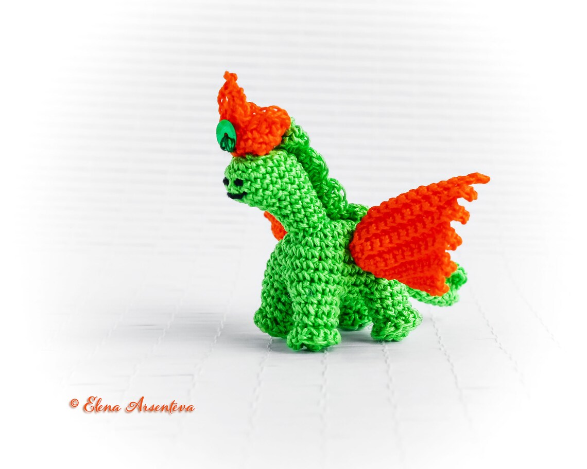 Pdf Pattern. Crochet Mini Dragon With a Crown. Amigurumi Small | Etsy