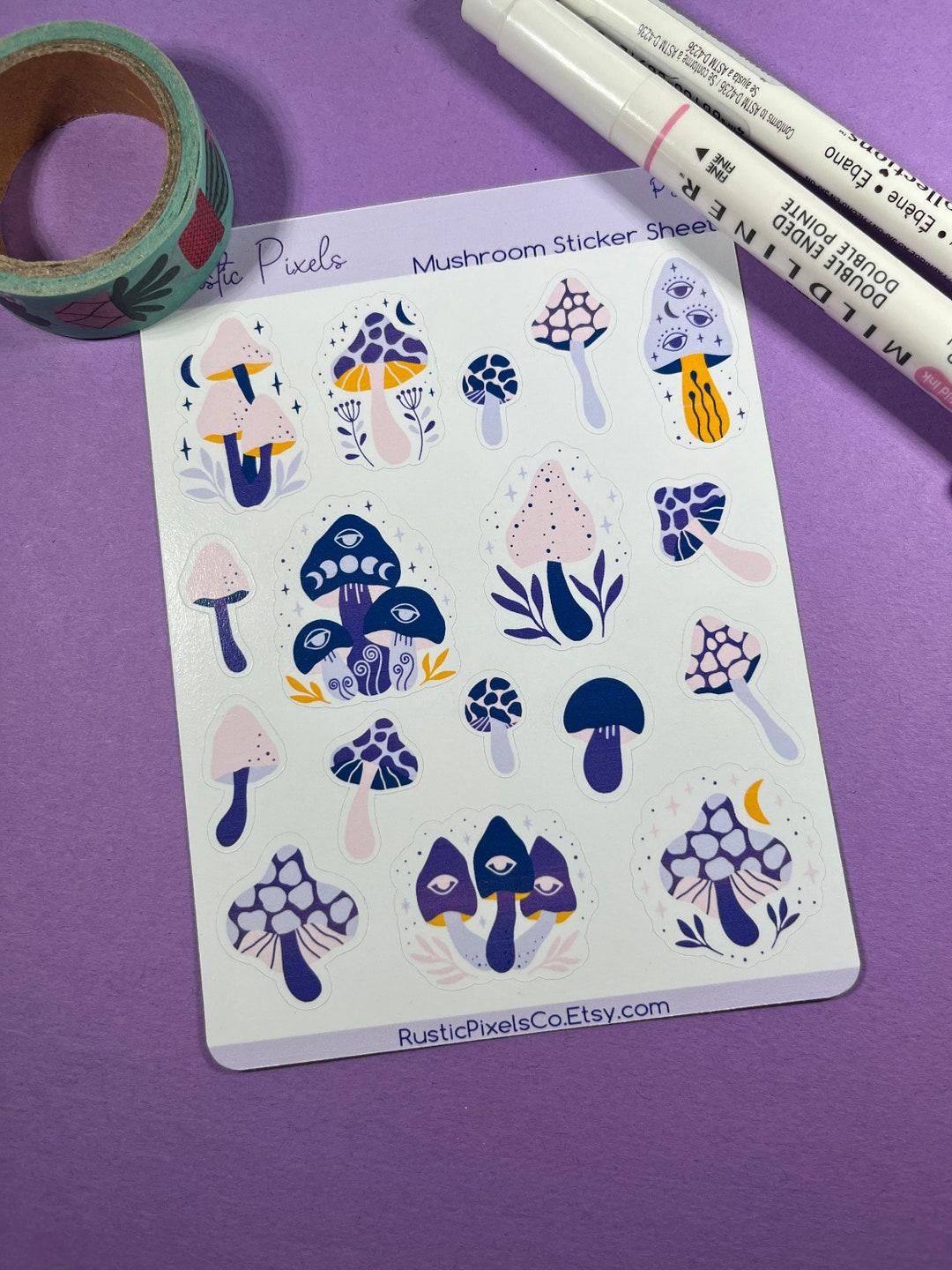 Mushroom Sticker Sheet Semi-gloss Photo Quality - Etsy
