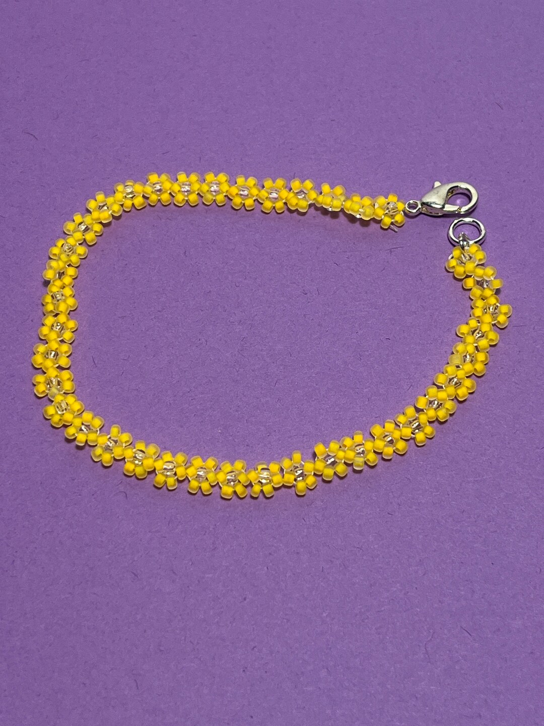Beaded Daisy Chain Bracelet Neon M Orange - Etsy